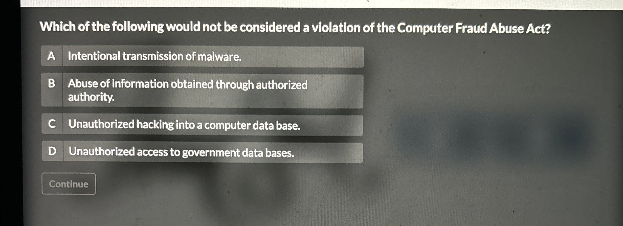 Solved Which of the following would not be considered a | Chegg.com