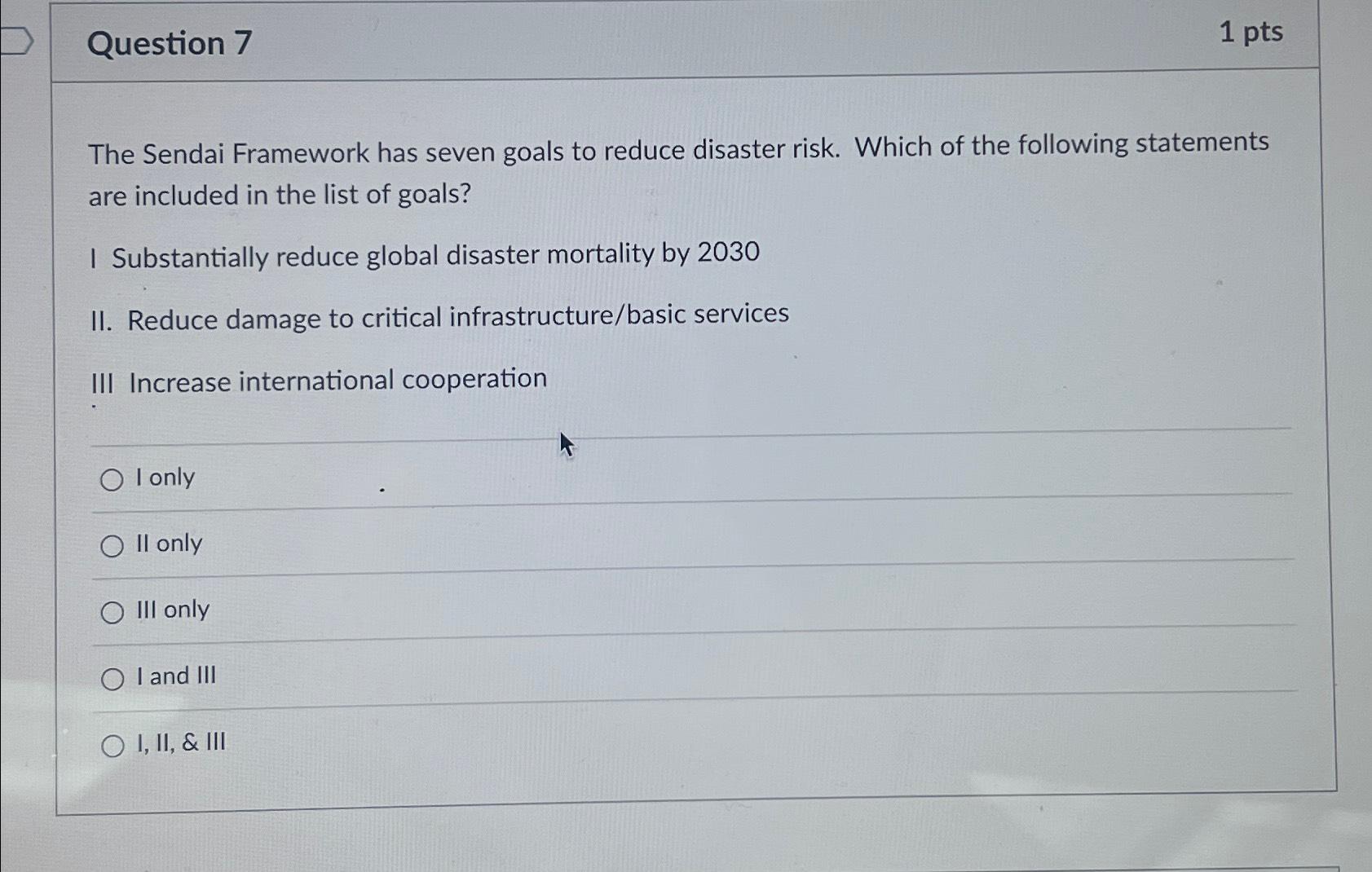 Solved Question 71 ﻿ptsThe Sendai Framework has seven goals | Chegg.com