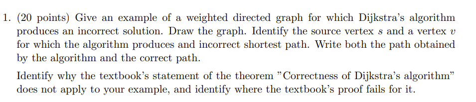 Solved (20 ﻿points) ﻿Give an example of a weighted directed | Chegg.com