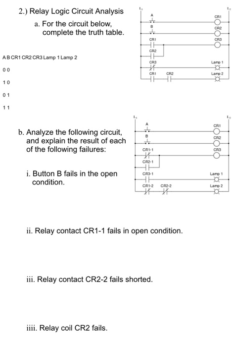 Solved 2.) Relay Logic Circuit Analysis a. For the circuit | Chegg.com