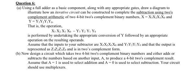 Solved (a) Using a full adder as a basic component, along | Chegg.com