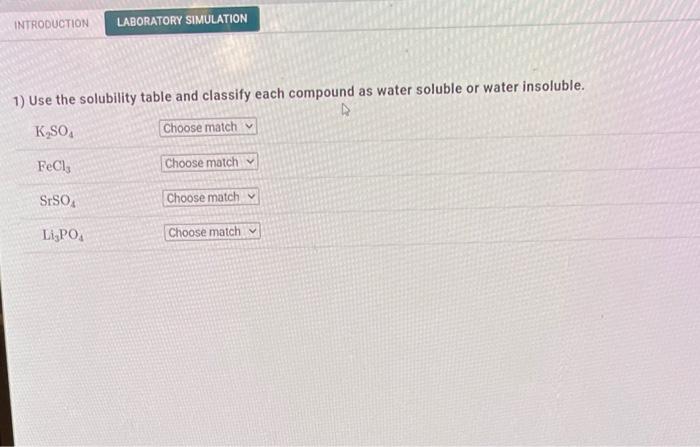 Solved 1) Use the solubility table and classify each | Chegg.com