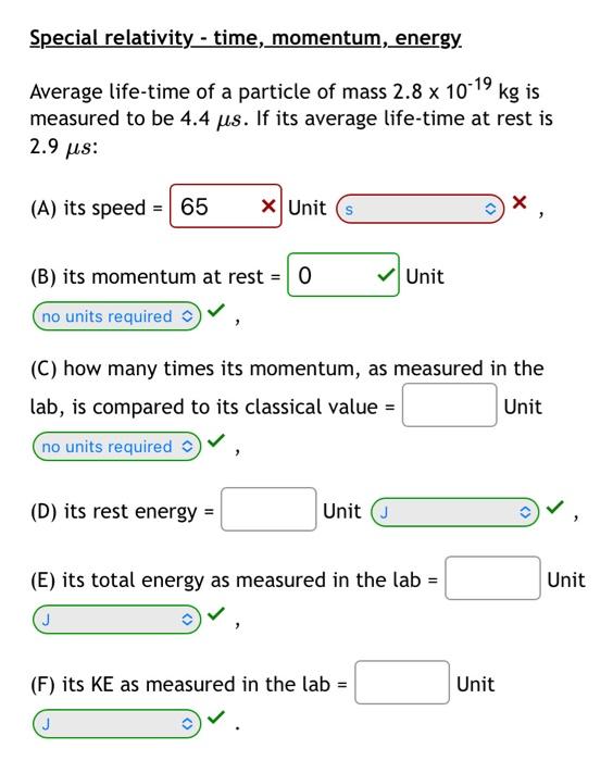 Solved Special relativity-time, momentum, energy. Average | Chegg.com