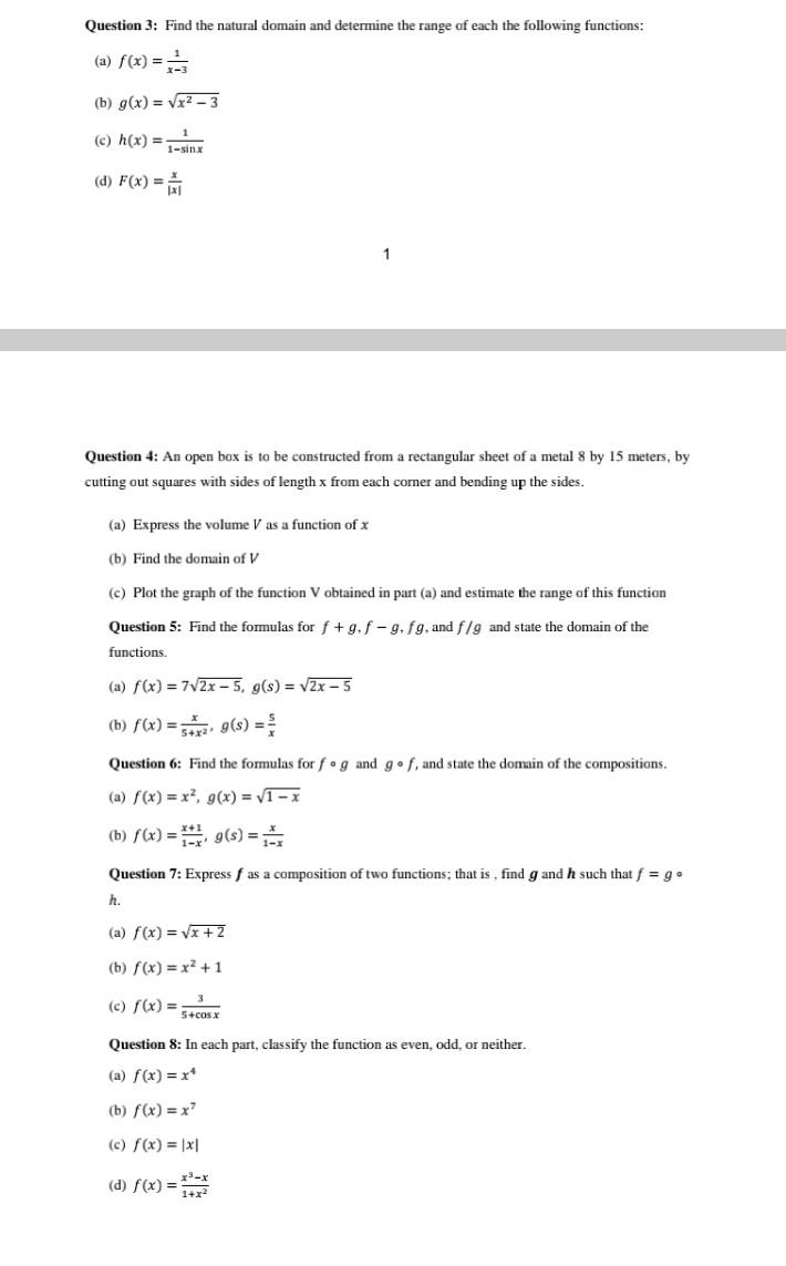 Solved Question 3: Find the natural domain and determine the | Chegg.com