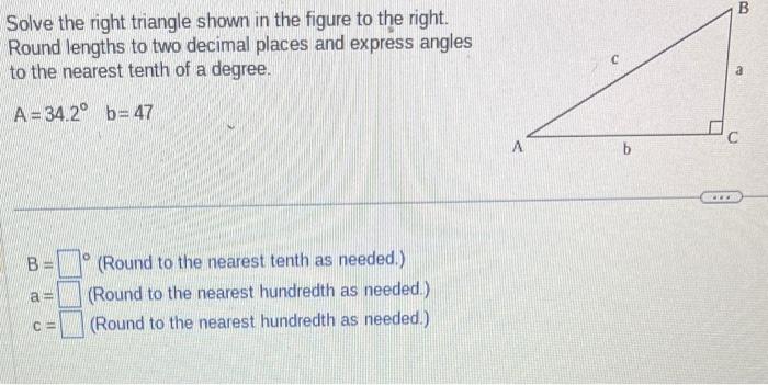 Solved Solve the right triangle shown in the figure to the | Chegg.com