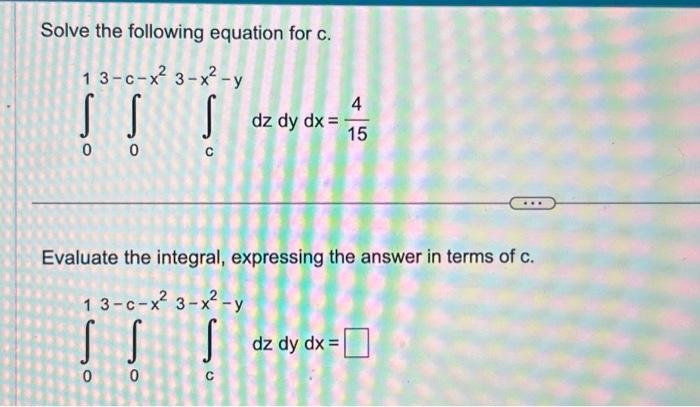 Solved Solve the following equation for c. | Chegg.com