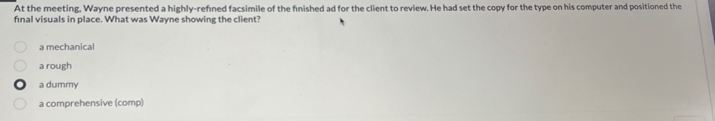 Solved At the meeting, Wayne presented a highly-refined | Chegg.com