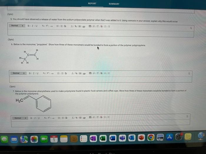 Solved 6. Delow is the monomer, "propylene". Show how three | Chegg.com