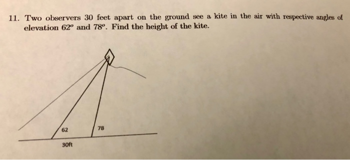 Solved 11. Two observers 30 feet apart on the ground see a | Chegg.com