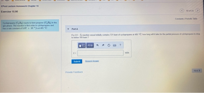 Solved (Post Lecture Homework Chapter 15 Exercise 15.90 10 | Chegg.com