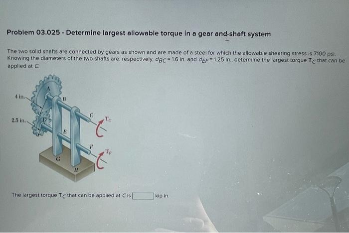 Solved Problem 03.025 - Determine largest allowable torque | Chegg.com