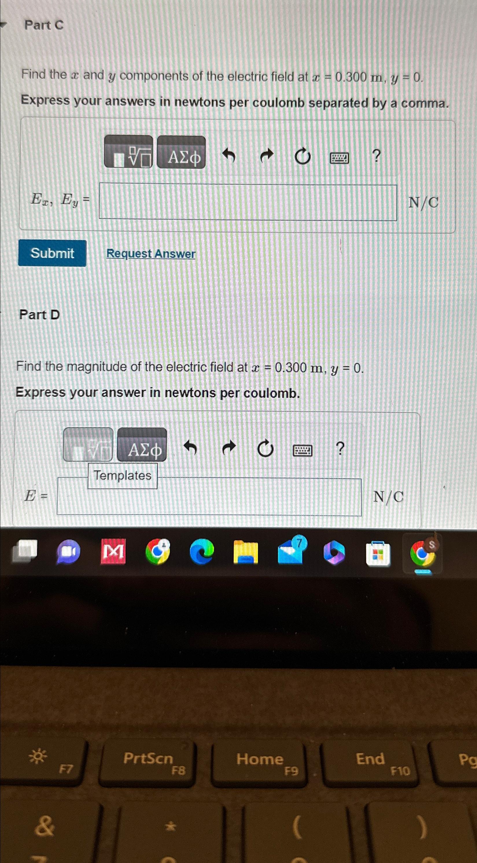 Part C\\nFind the x and y components of the electric | Chegg.com