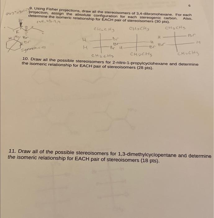 Solved 11. Using Fisher projections, draw all the | Chegg.com