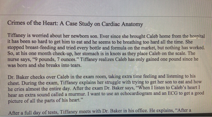 Solved Crimes of the Heart: A Case Study on Cardiac Anatomy | Chegg.com
