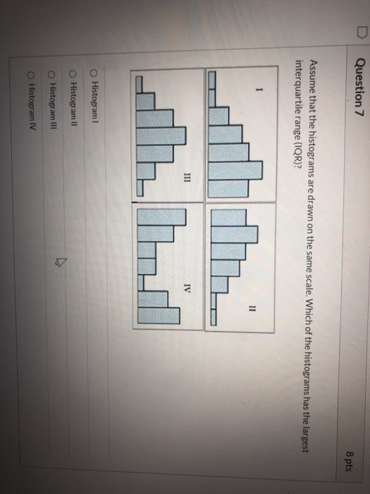 Solved Question 7 8 pts Assume that the histograms are drawn | Chegg.com