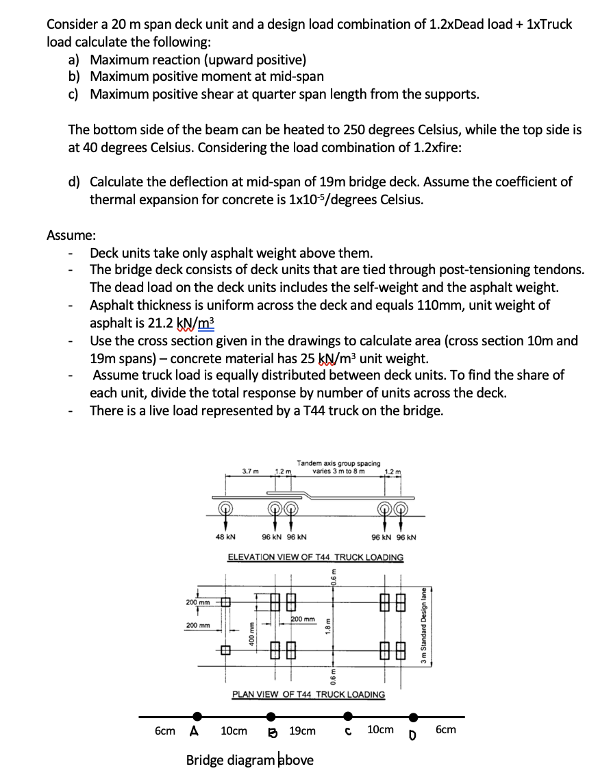 Solved Consider a 20 ﻿m span deck unit and a design load | Chegg.com