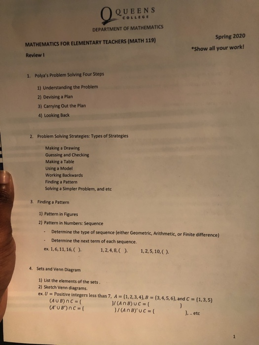 Solved O QUEENS COLLEGE DEPARTMENT OF MATHEMATICS | Chegg.com