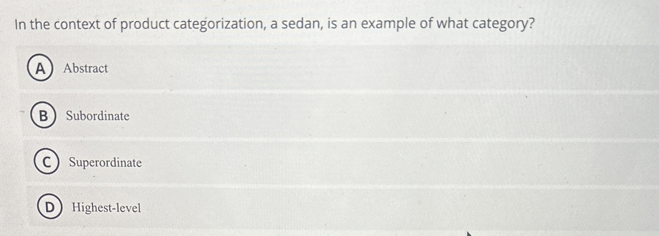 High Quality SOLUTION In the context of product categorization, a sedan, is | Chegg.com