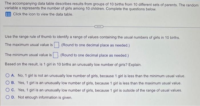 Solved The accompanying data table describes results from | Chegg.com
