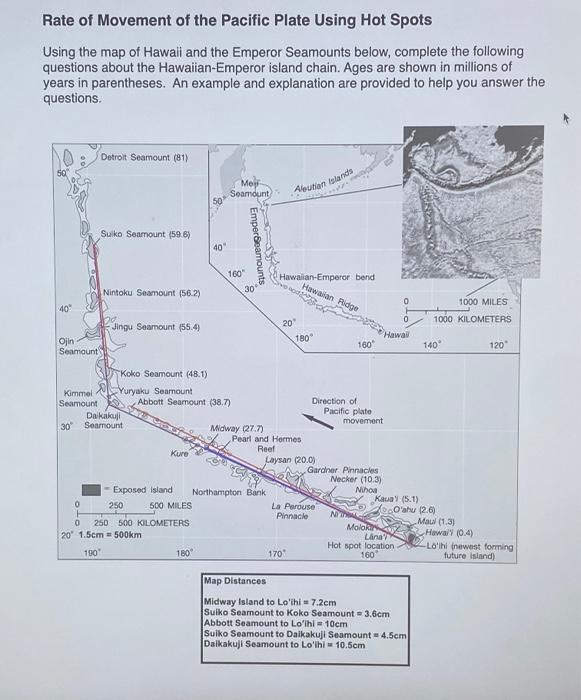 Solved Rate of Movement of the Pacific Plate Using Hot Spots | Chegg.com