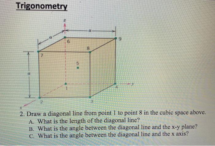 Solved Trigonometry 6 -- 5 2. Draw a diagonal line from | Chegg.com
