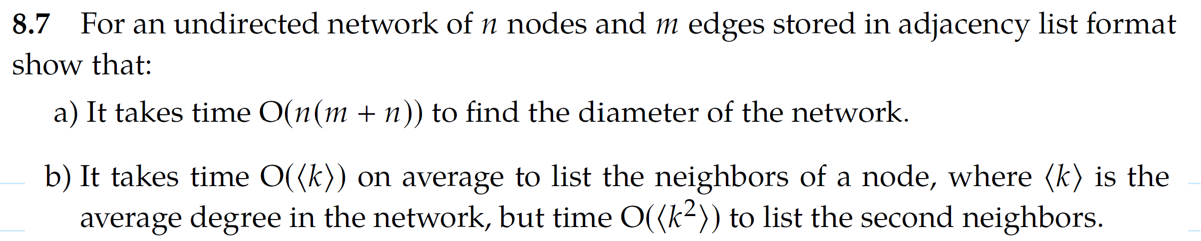 Solved 8.7 For an undirected network of n nodes and m edges | Chegg.com