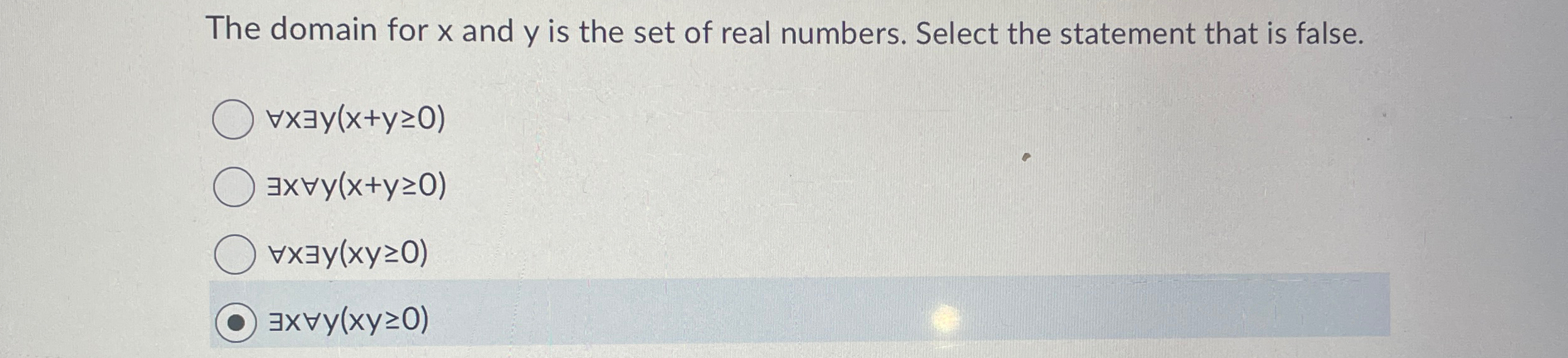 Solved The domain for x ﻿and y ﻿is the set of real numbers. | Chegg.com