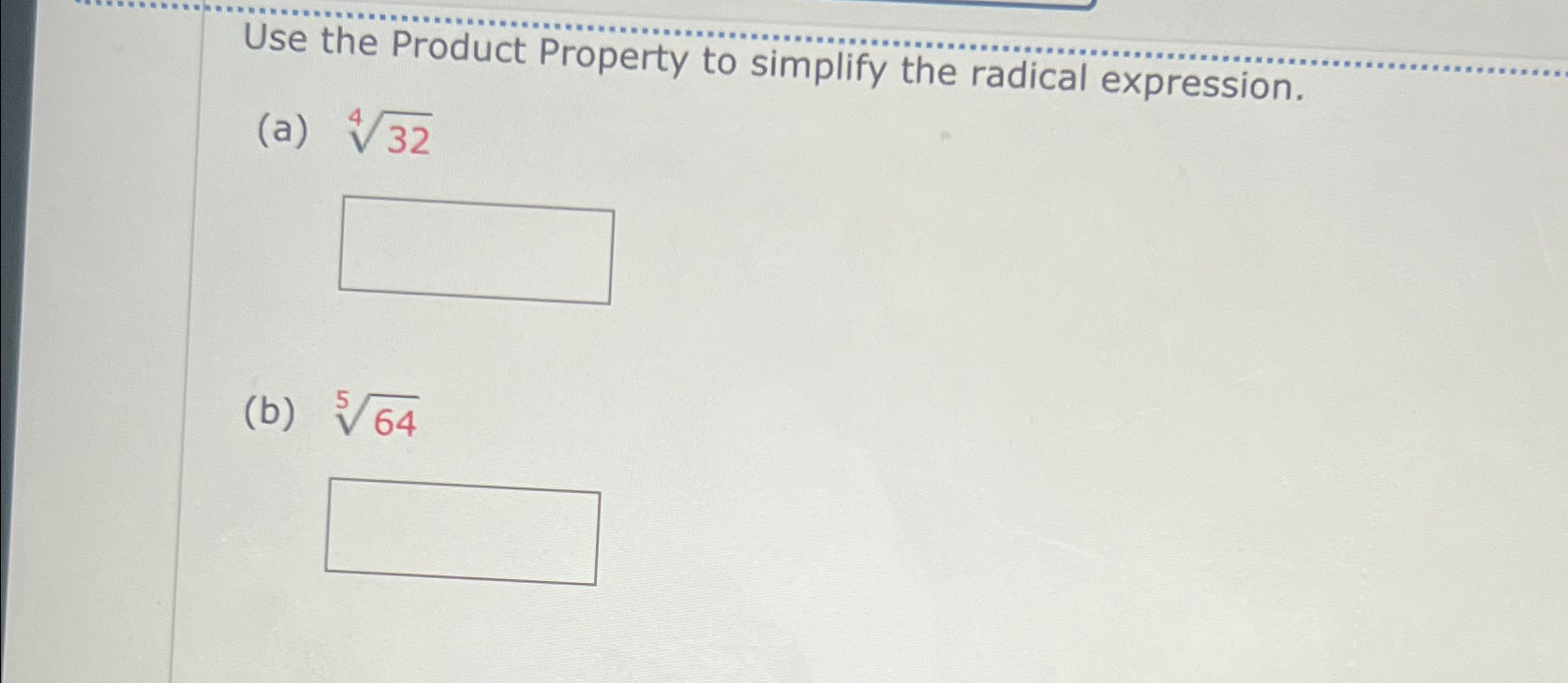 Solved Use the Product Property to simplify the radical | Chegg.com