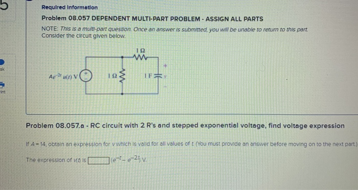 Solved Required Information Problem 08.057 DEPENDENT | Chegg.com