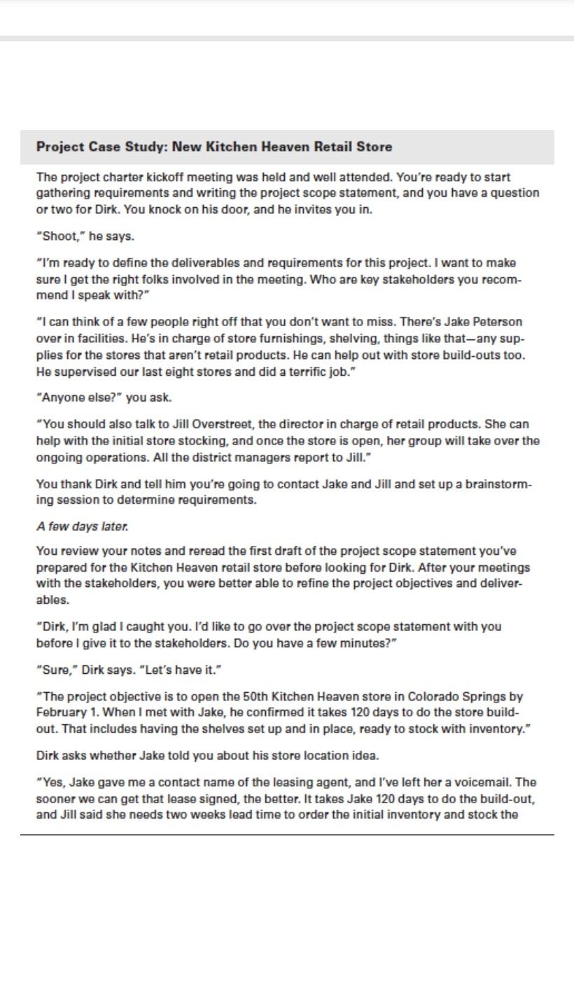 Solved Real World Scenario Project Case Study: New Kitchen | Chegg.com