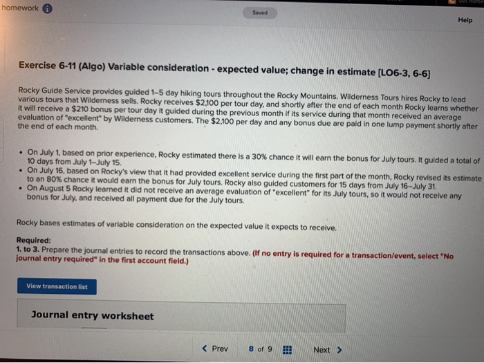 Solved homework Saved Help Exercise 6-11 (Algo) Variable | Chegg.com