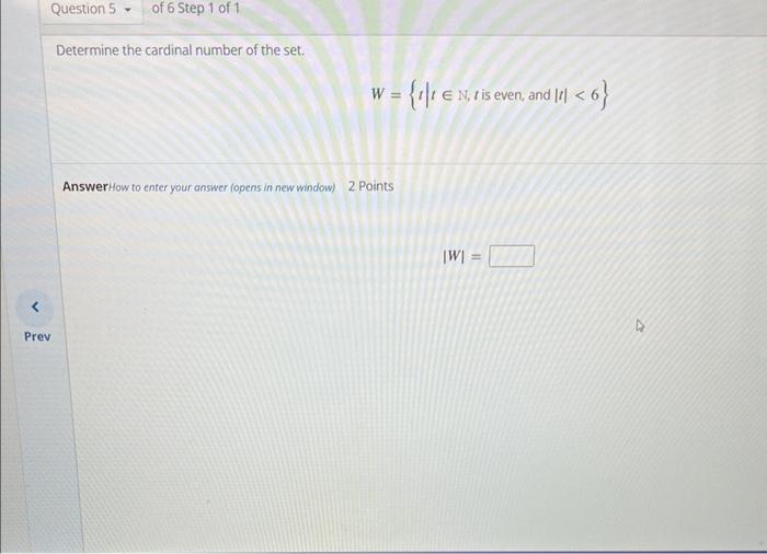 Solved Determine the cardinal number of the set. W={t∣t∈N,t | Chegg.com