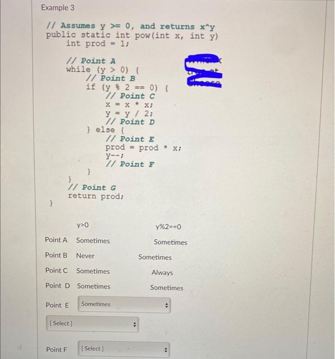 Solved Example 3 11 Assumes y>=0, and returns x∧y public | Chegg.com