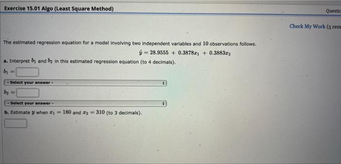 Solved Exercise 15.01 Algo (Least Square Method) Questic | Chegg.com