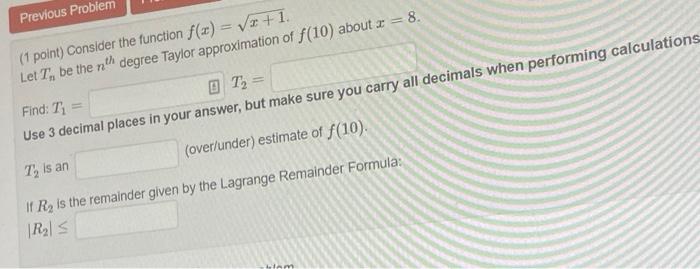 Solved consider the function f(x) = sqrt(x+1) let Tn be the | Chegg.com