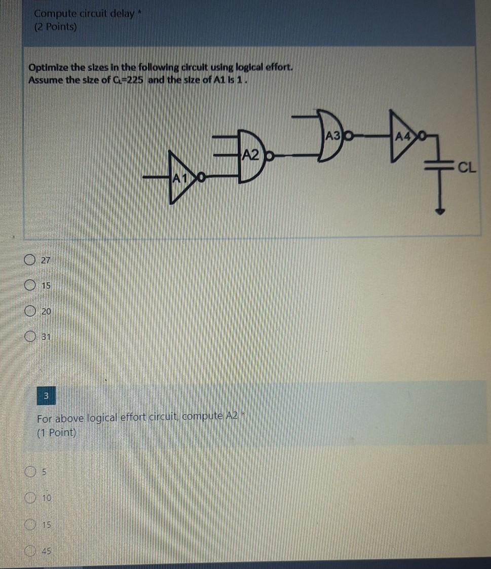 Solved Compute circuit delay (2 Points) Optimize the sizes | Chegg.com