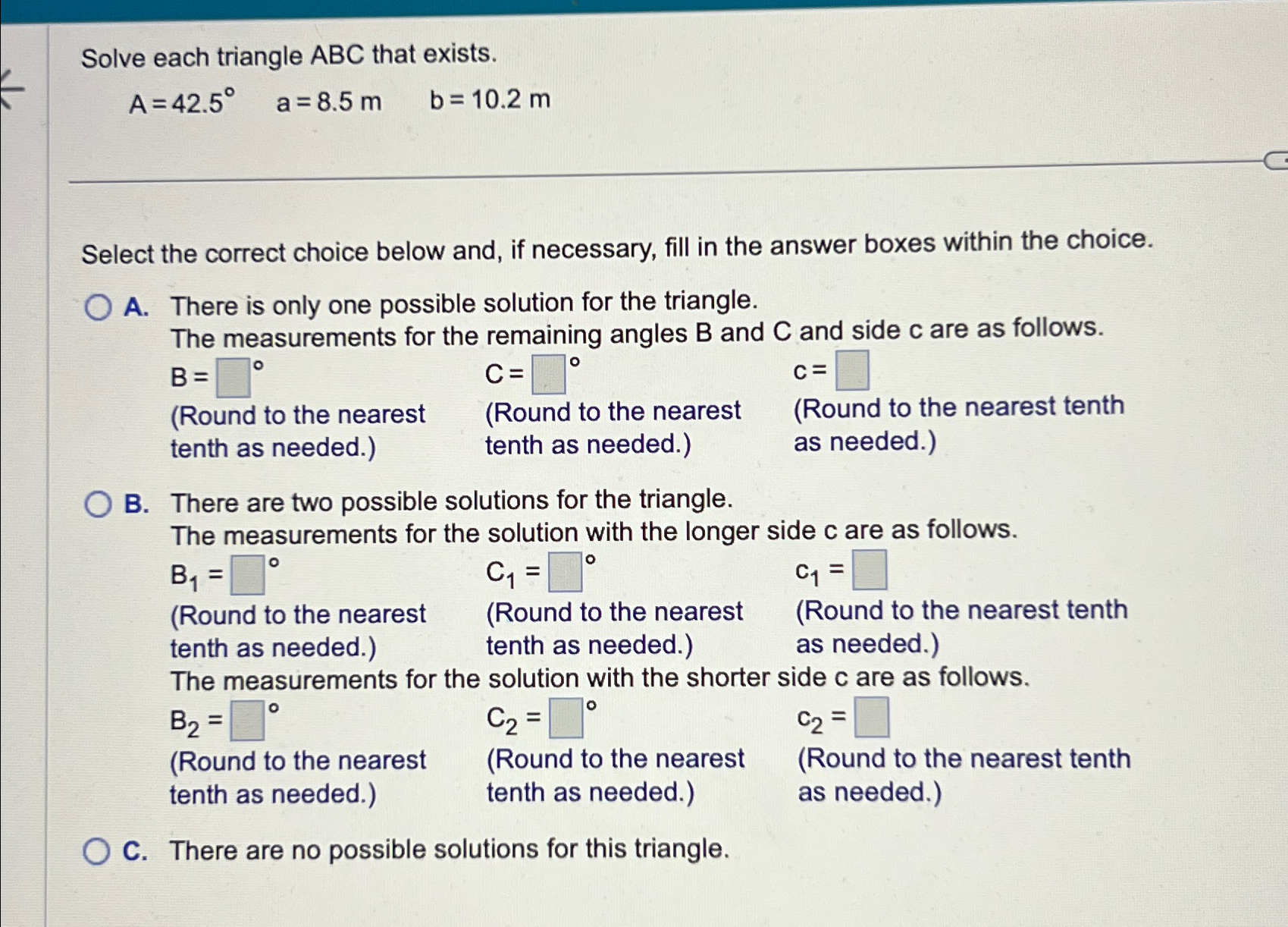Solved Solve each triangle ABC that | Chegg.com