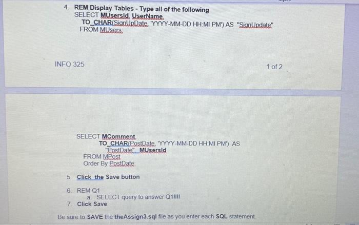 Solved INSERT and DROP statements. The assignment also | Chegg.com