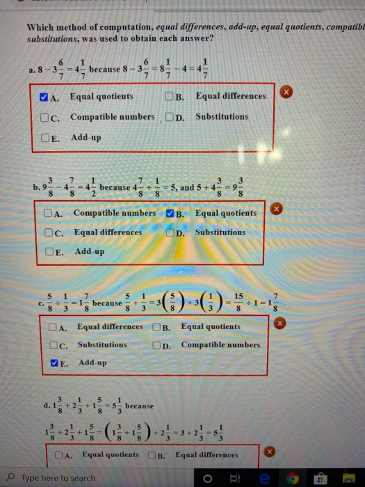 Solved Which method of computation, equal differences, | Chegg.com