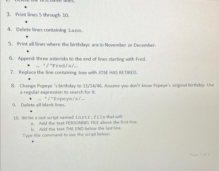 Solved Lab 10 - Filtering and Regex using sed Objective To | Chegg.com