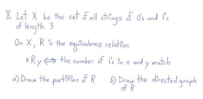 Solved 8. Let X be the set of all strings of O′ and I's of | Chegg.com