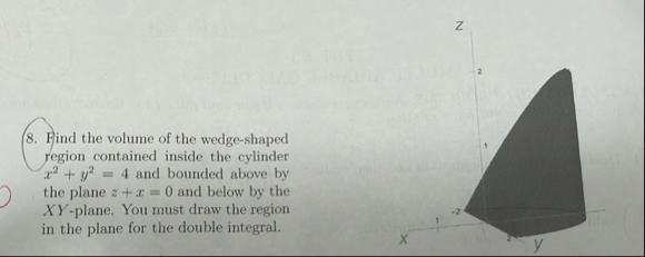 Solved Find the volume of the wedge-shaped region contained | Chegg.com