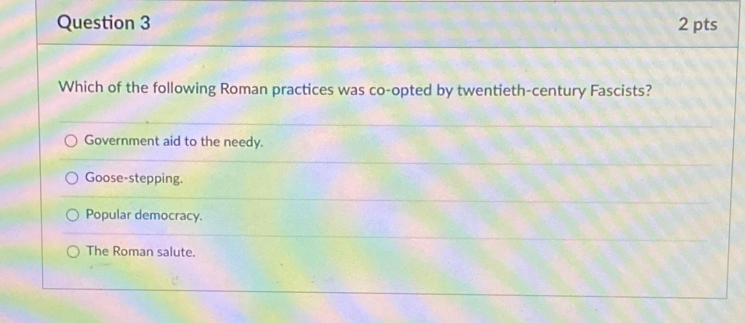 Solved Question 32 ﻿ptsWhich of the following Roman | Chegg.com
