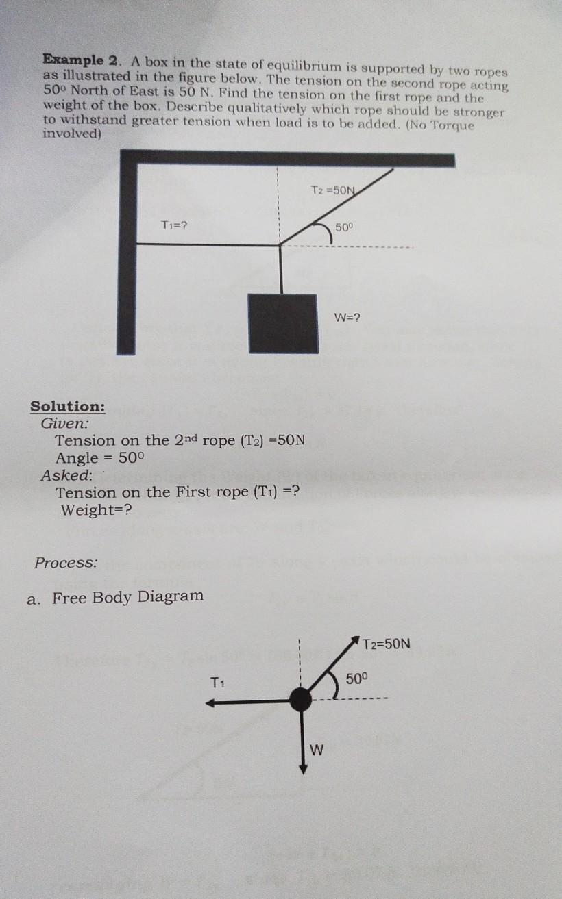 Solved Example 2. A box in the state of equilibrium is | Chegg.com