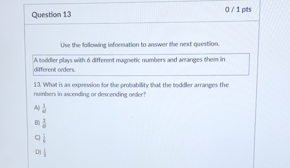 Solved Question 1301 ﻿ptsUse the following information to | Chegg.com