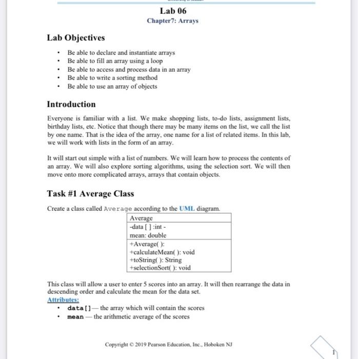 Solved Lab 06 Chapter 7: Arrays Lab Objectives • Be able to | Chegg.com