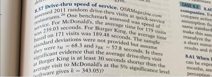 Solved 8.57 Drive-thru speed of service. QSRMagazine.com | Chegg.com