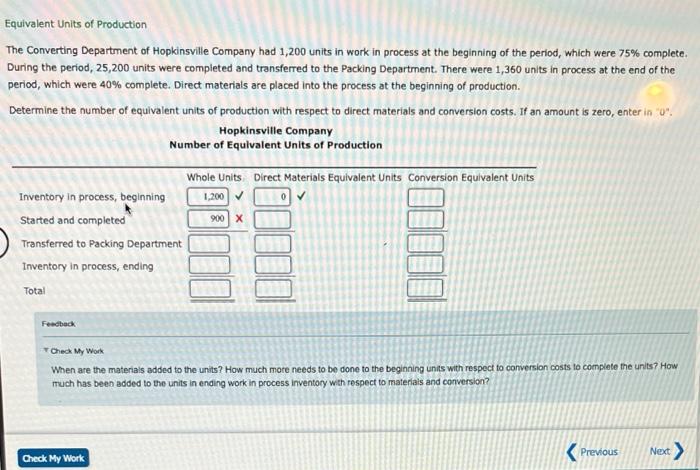 Solved Equivalent Units of Production The Converting | Chegg.com
