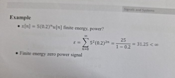 Solved Signals and SystemsExample*x[n]=5(0.2)nu[n] ﻿finite | Chegg.com