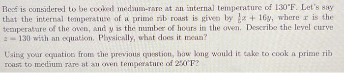Solved Beef is considered to be cooked medium-rare at an | Chegg.com
